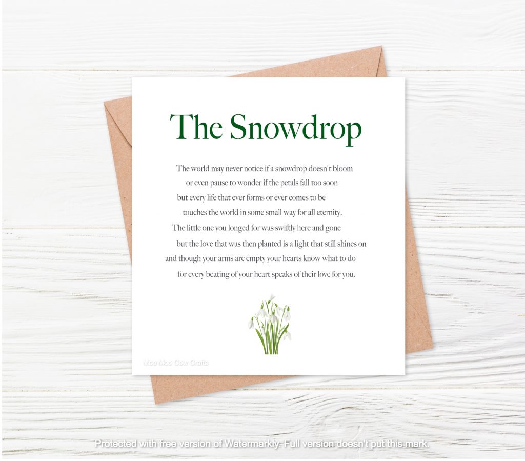 The Snowdrop Sympathy Card – Moo Moo Cow Crafts